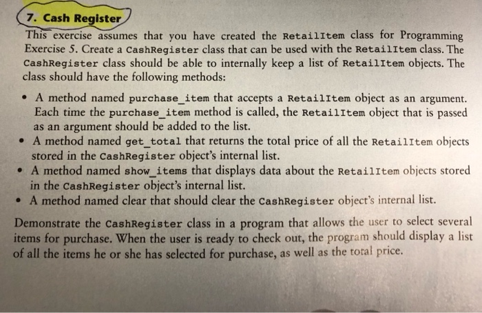 7. Cash Register This exercise assumes that you have | Chegg.com