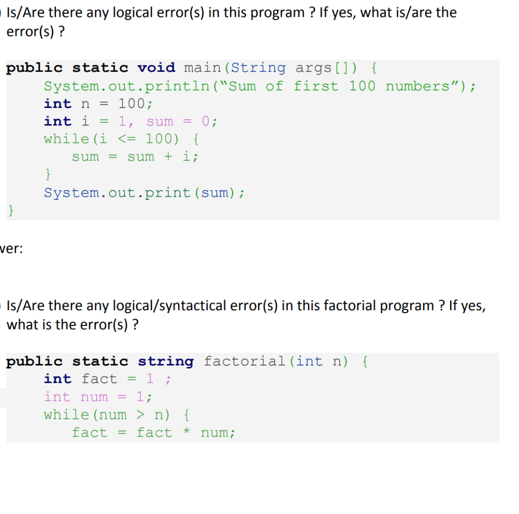 Solved Isare There Any Logical Errors In This Program 8715