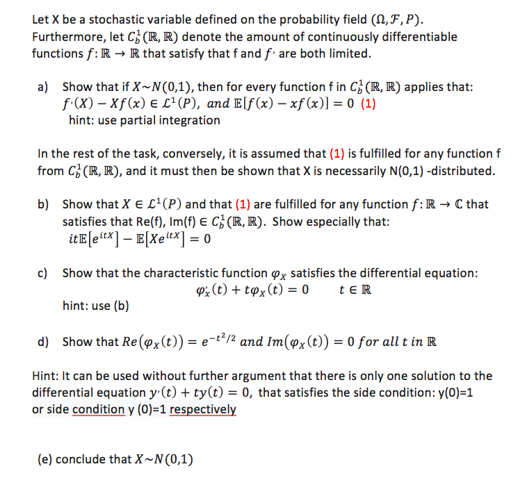 Let X Be A Stochastic Variable Defined On The