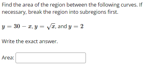 Solved Find the area of the region between the following | Chegg.com