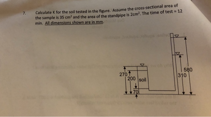 Solved the sample is 35 cm2 and the area of the standpipe is | Chegg.com