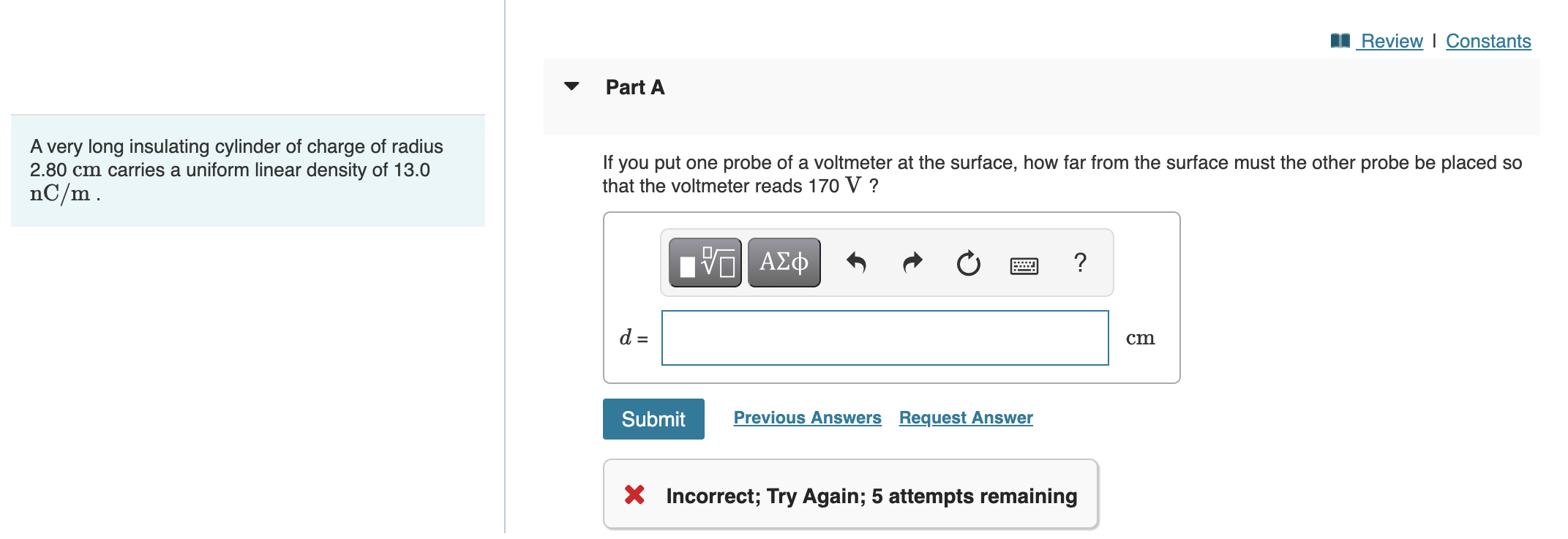 Solved II Review | Constants Part A A very long insulating | Chegg.com