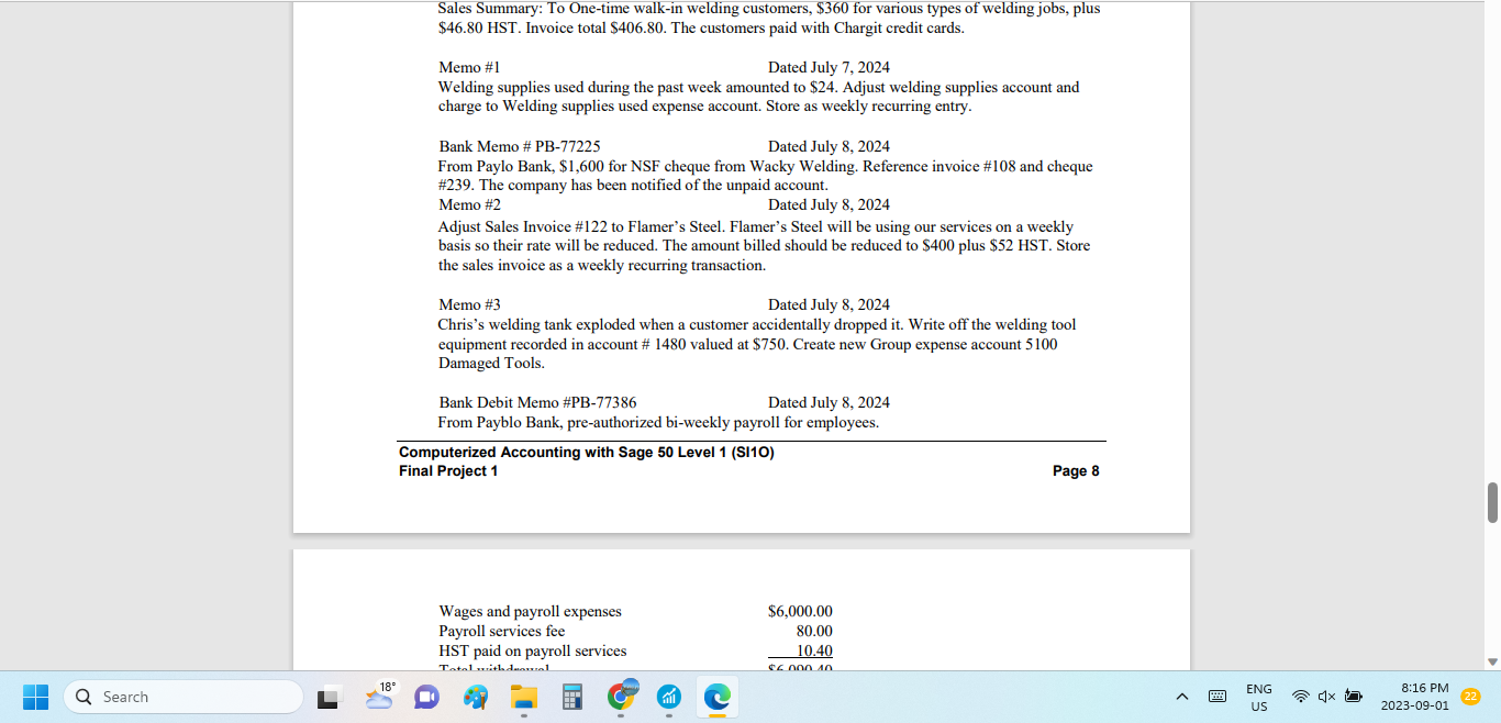 $46.80 HST. Invoice total $406.80. The customers paid | Chegg.com