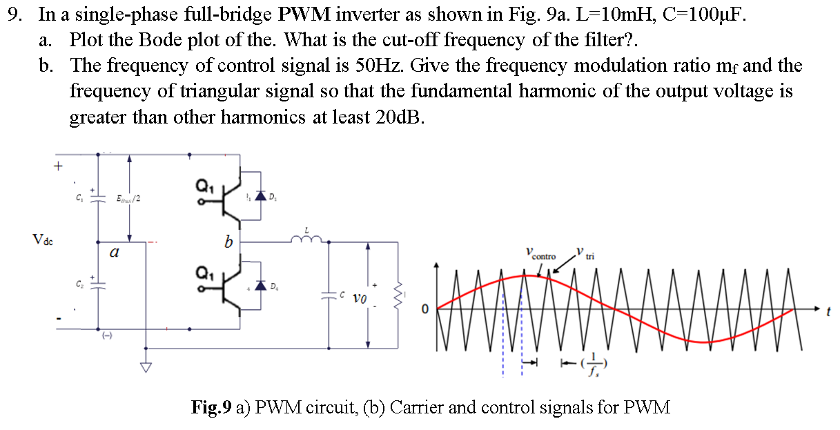 Solved 9. In a single-phase full-bridge PWM inverter as | Chegg.com