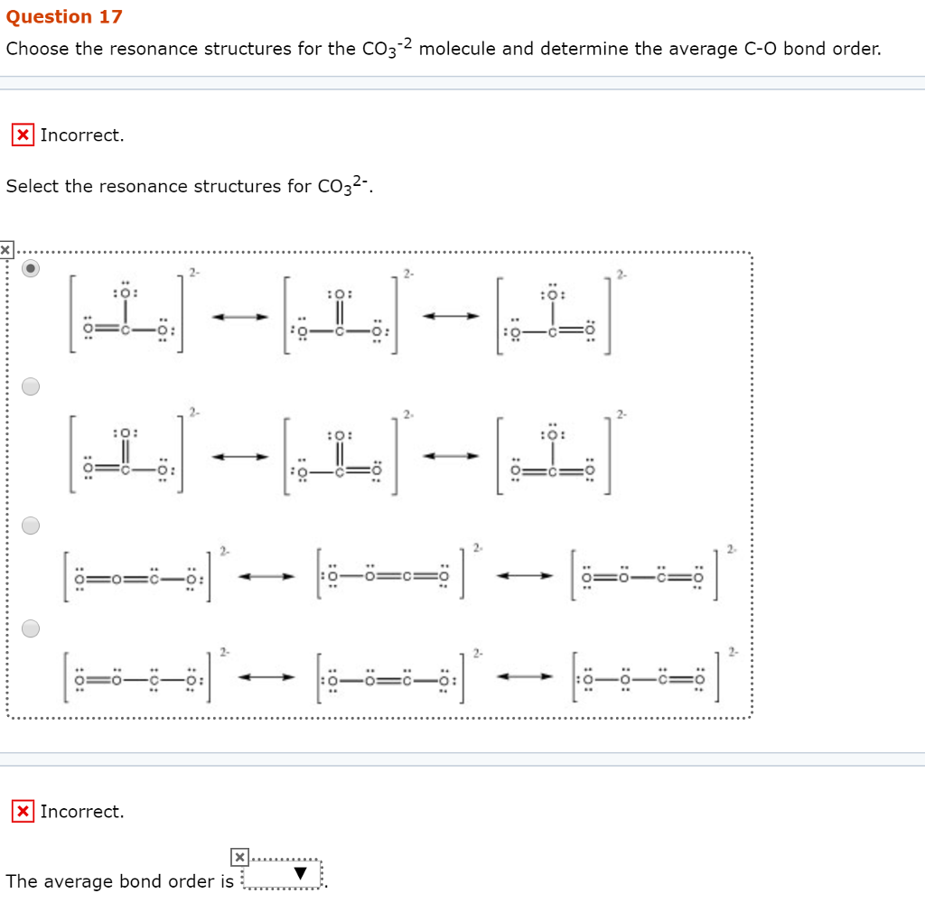 Solved Question 17 Choose the resonance structures for the | Chegg.com