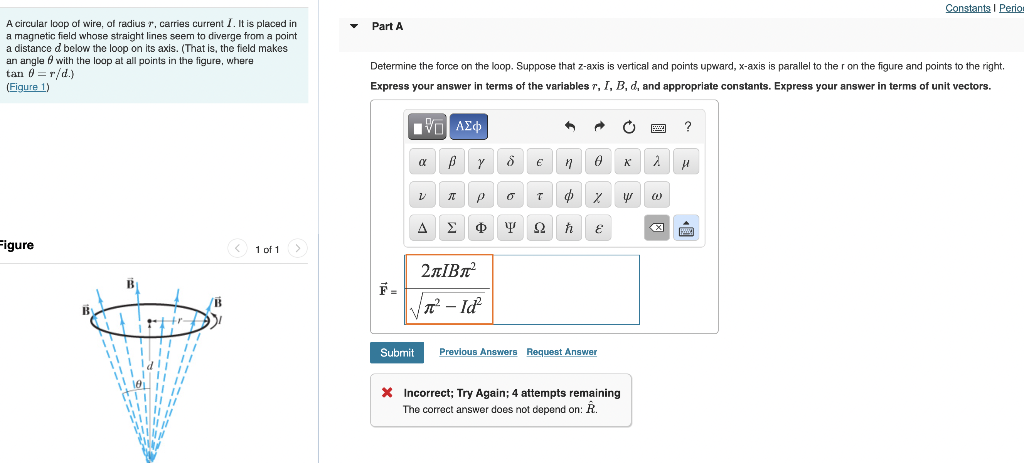 Solved Constants Perio Part A A circular loop of wire, of | Chegg.com