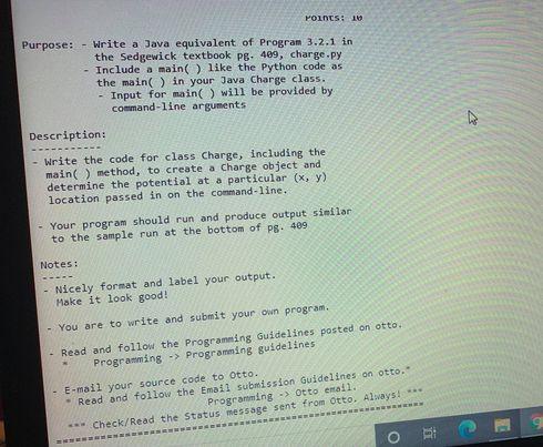 Solved Points: 10 Purpose: - Write a Java equivalent of | Chegg.com