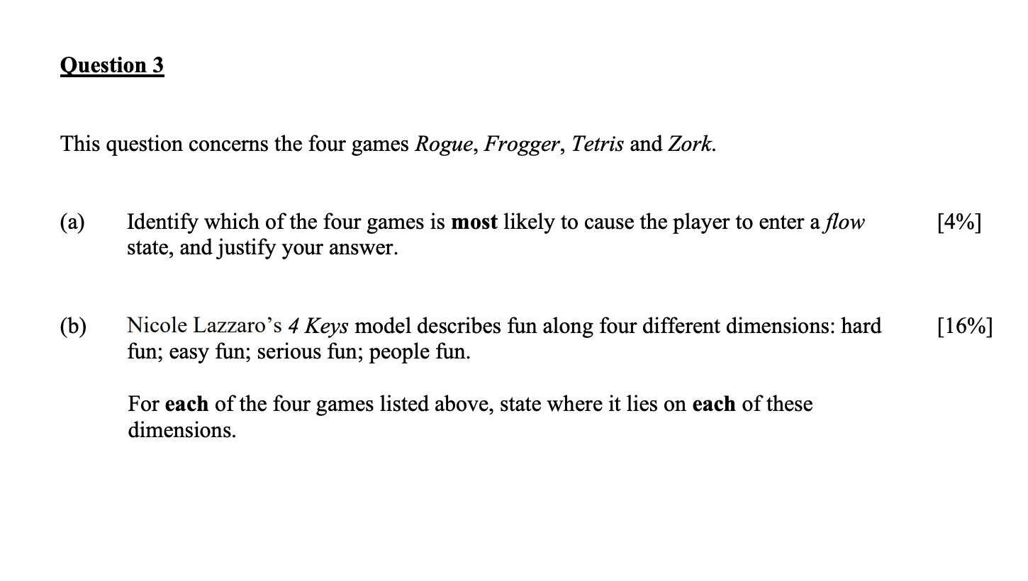Solved This question concerns the four games Rogue, Frogger, | Chegg.com