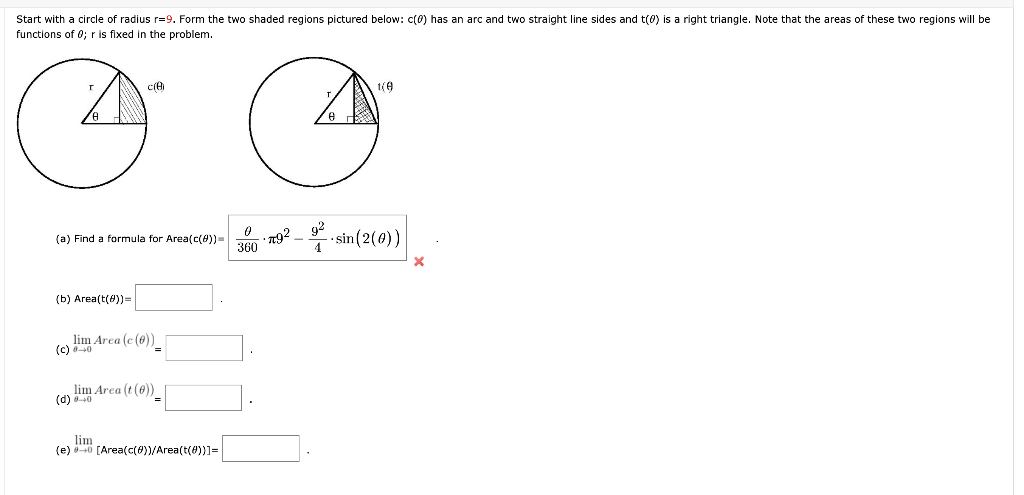 Solved Start with a circle of radius r=9. Form the two | Chegg.com