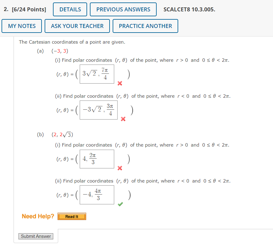 Solved 2. [6/24 Points] DETAILS PREVIOUS ANSWERS SCALCET8 | Chegg.com