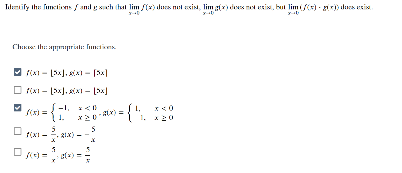 Solved Identify the functions f and g such that limx→0f(x) | Chegg.com