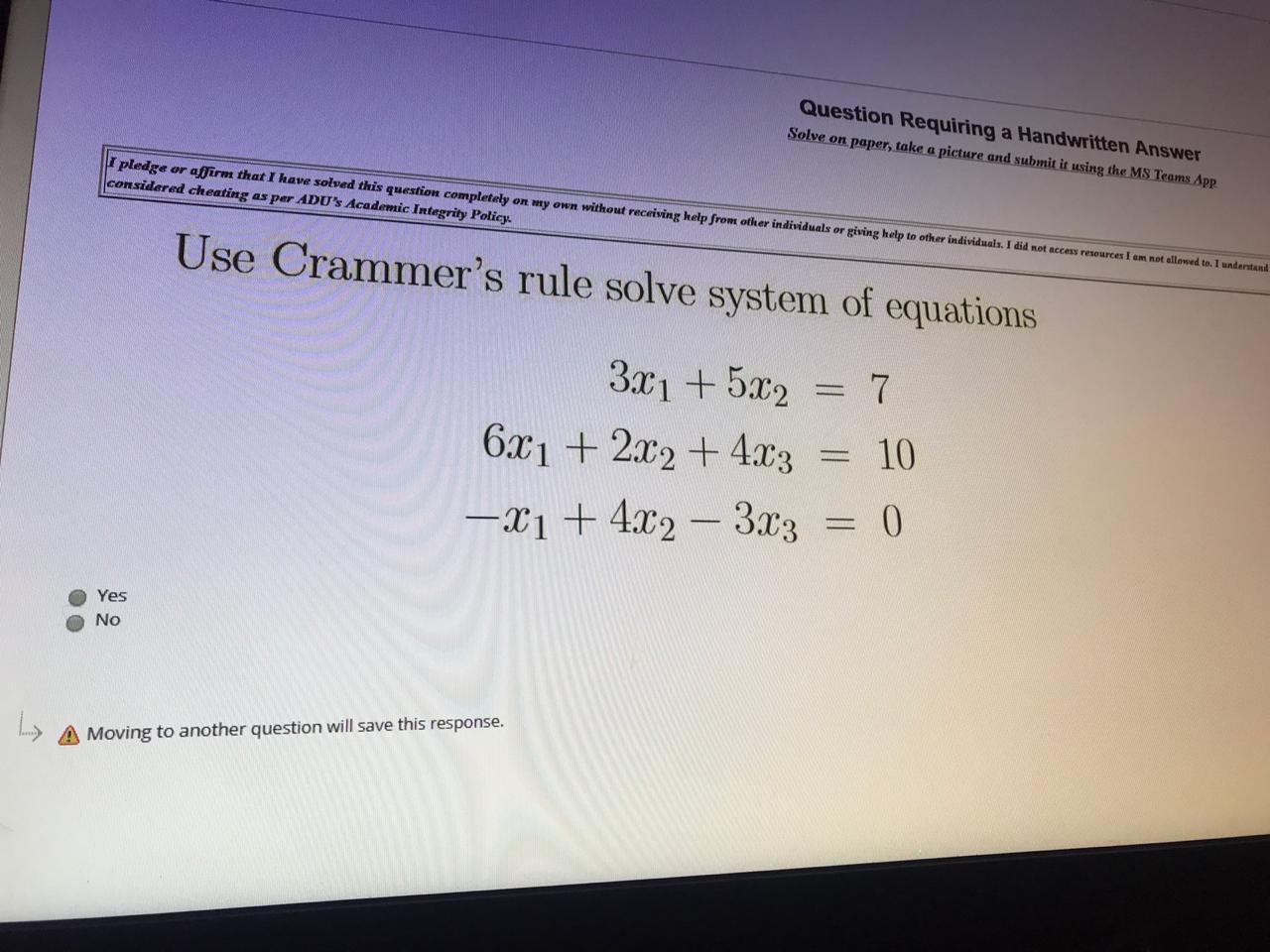 Solved Question Requiring a Handwritten Answer Solve on | Chegg.com