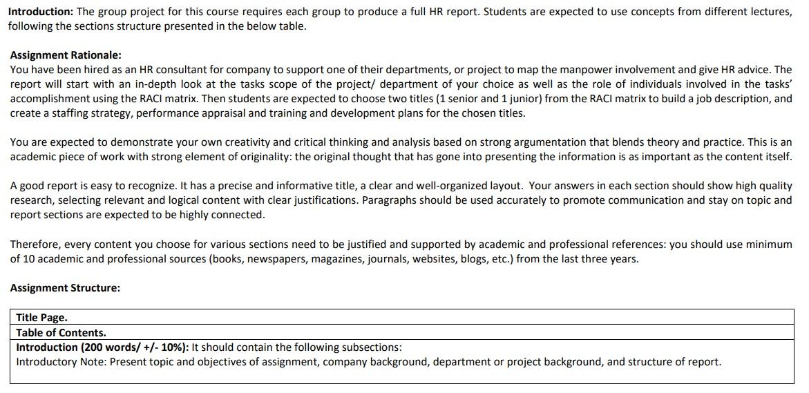 Solved Introduction: The group project for this course | Chegg.com