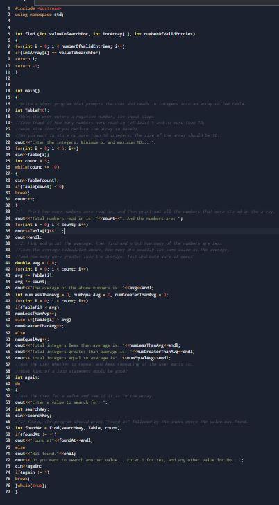 Solved C++ Finish the code and provide sreenshort | Chegg.com