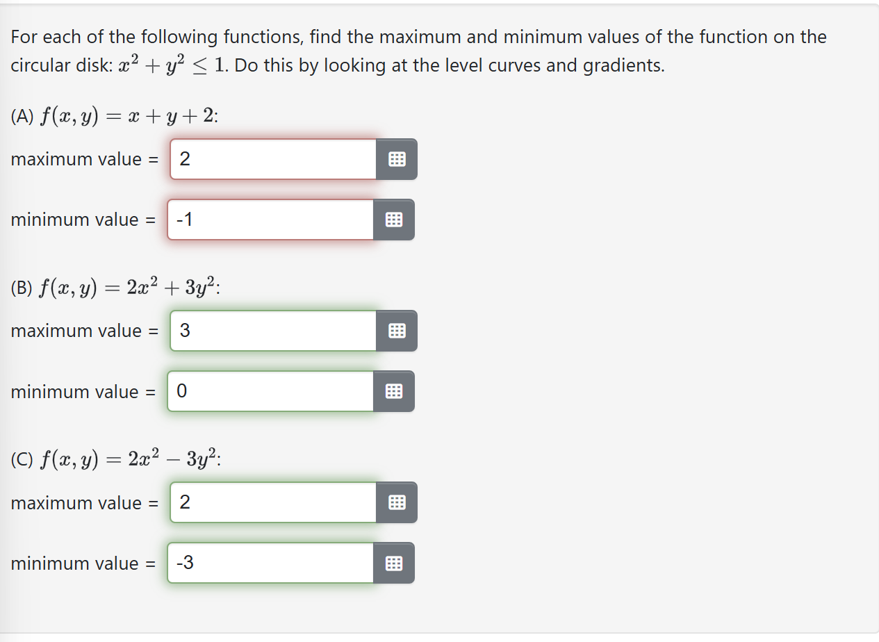 For each of ﻿the following functions, find the | Chegg.com