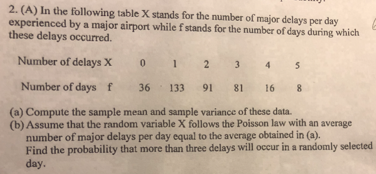 Solved 2. (A) In the following table X stands for the number | Chegg.com