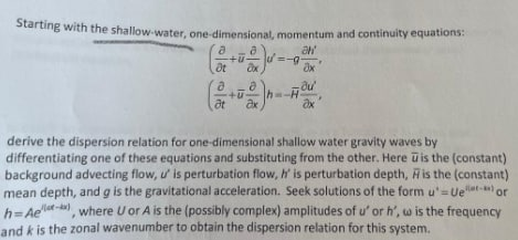 Solved Starting with the shallow water, one-dimensional, | Chegg.com