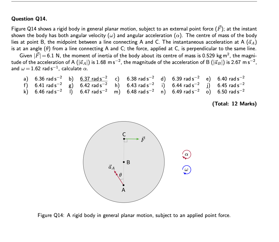 Solved Figure Q14 shows a rigid body in general planar | Chegg.com
