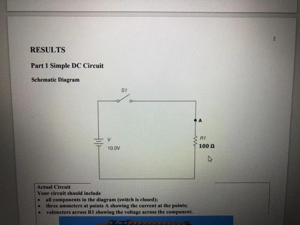 Solved 2 RESULTS Part 1 Simple DC Circuit Schematic Diagram | Chegg.com
