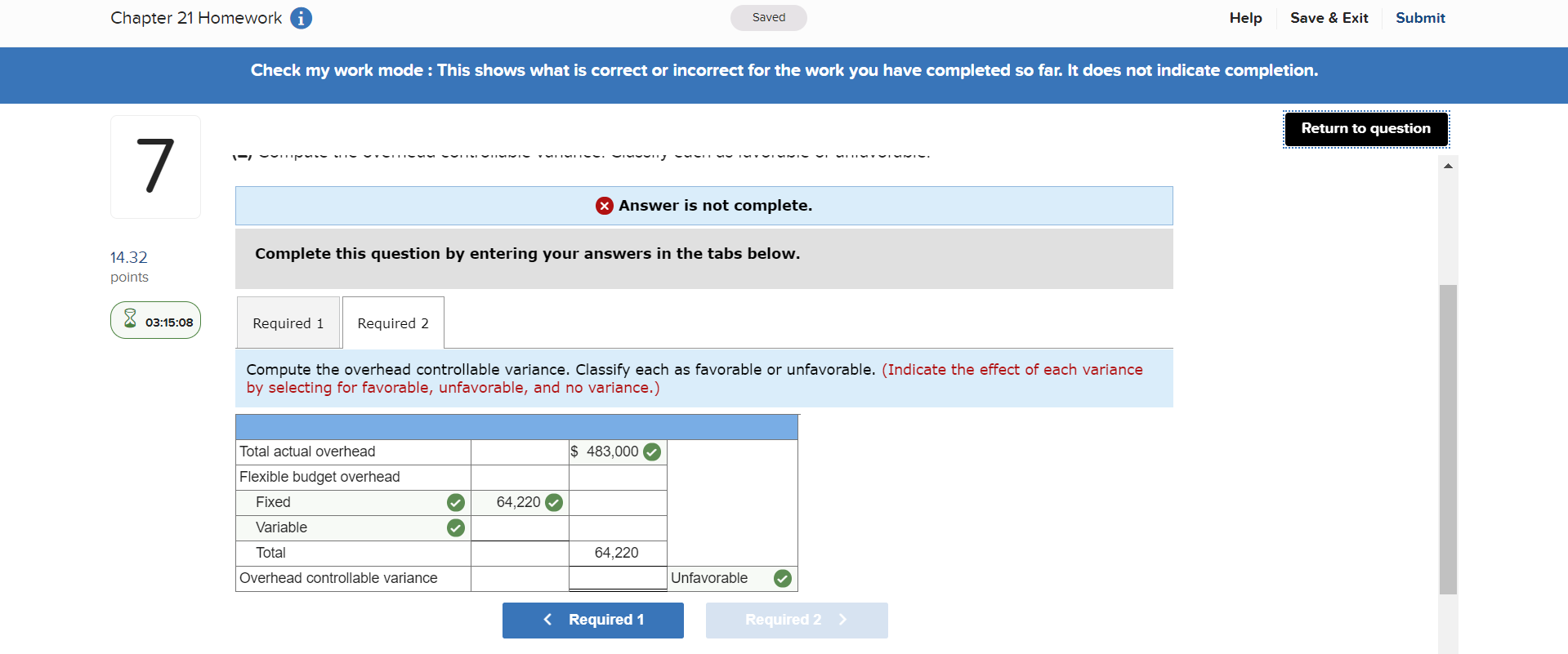 Solved Chapter 21 Homework Saved Help Save & Exit Submit | Chegg.com