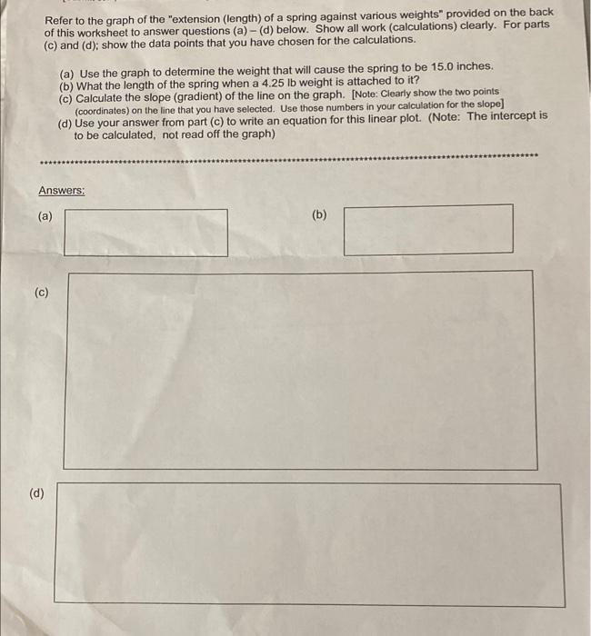 Solved Refer to the graph of the "extension (length) of a | Chegg.com