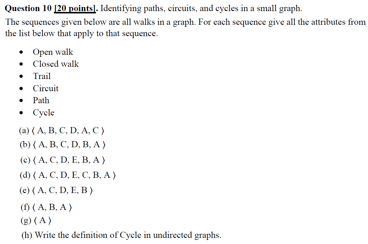 Solved Question 10 [20 points). Identifying paths, circuits, | Chegg.com
