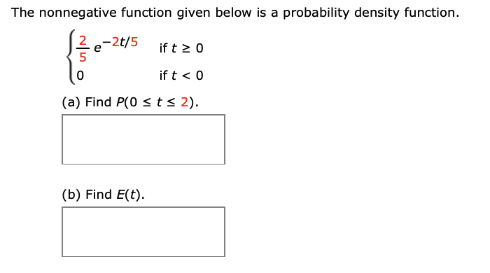 Solved The nonnegative function given below is a probability | Chegg.com