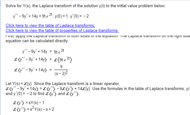 Solved Solve For Ys The Laplace Transform Of The 