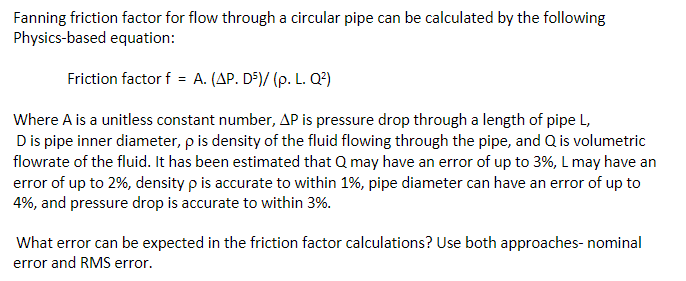 Solved Fanning friction factor for flow through a circular | Chegg.com