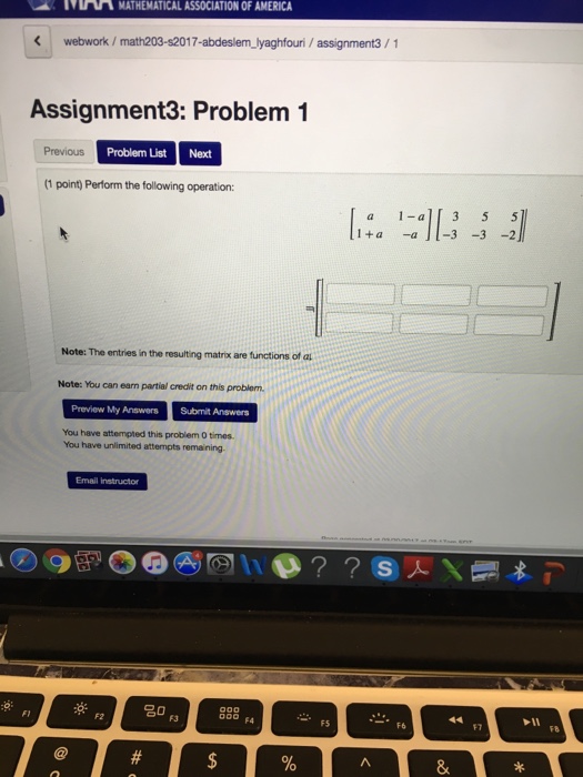 Solved Perform the following operation: [a 1-a 1+a - a][3 | Chegg.com