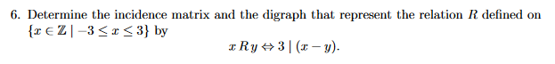 Solved 6. Determine the incidence matrix and the digraph | Chegg.com