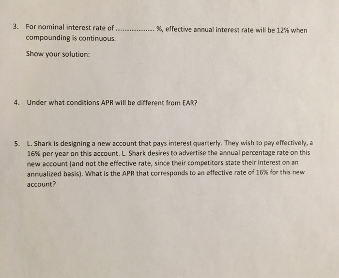 Solved For nominal interest rate of compounding is | Chegg.com