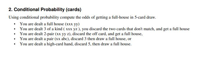 Solved 2. Conditional Probability (cards) Using conditional | Chegg.com