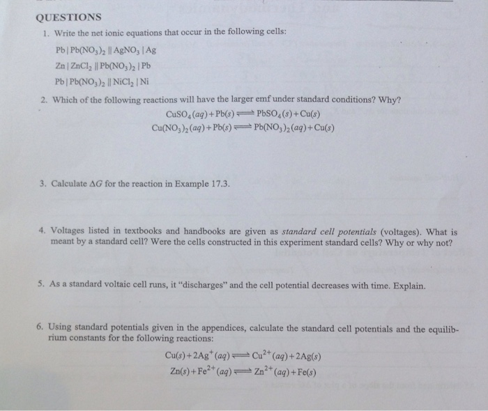 Solved Write the net ionic equations that occur in the | Chegg.com