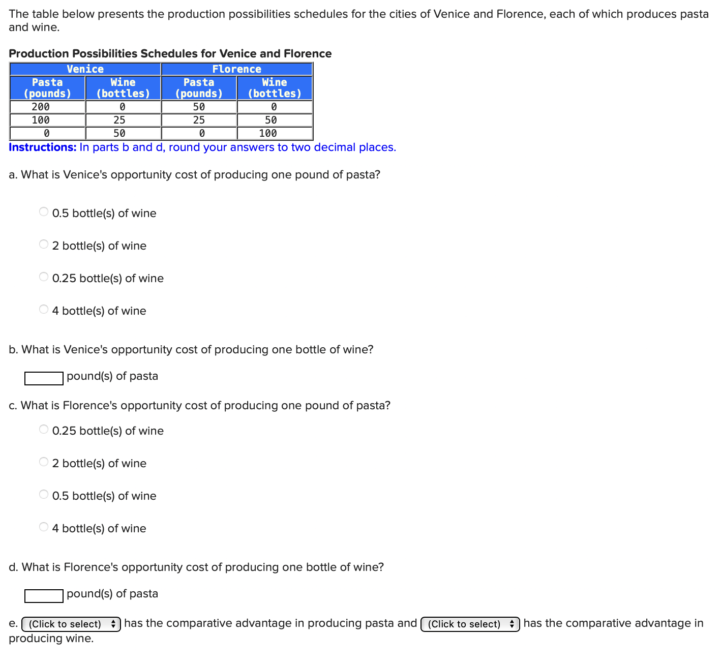 The table below presents the production possibilities | Chegg.com