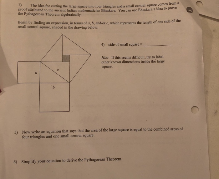 Solved The idea for cutting the large square into four | Chegg.com