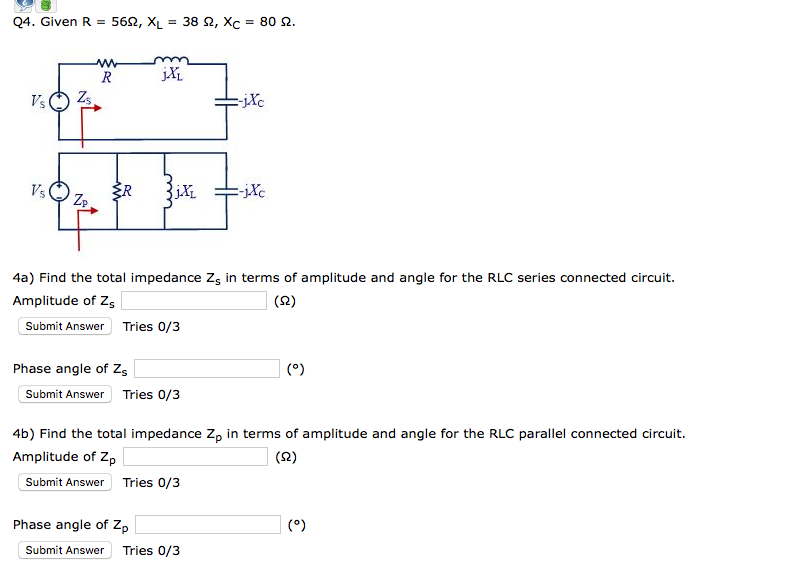 Solved Zs Zp 4a) Find the total impedance Zs in terms of | Chegg.com