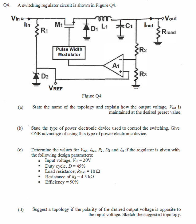 Solved Q4. A switching regulator circuit is shown in Figure | Chegg.com