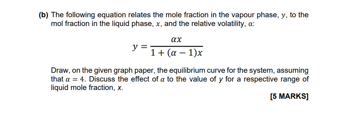 Solved (b) The following equation relates the mole fraction | Chegg.com