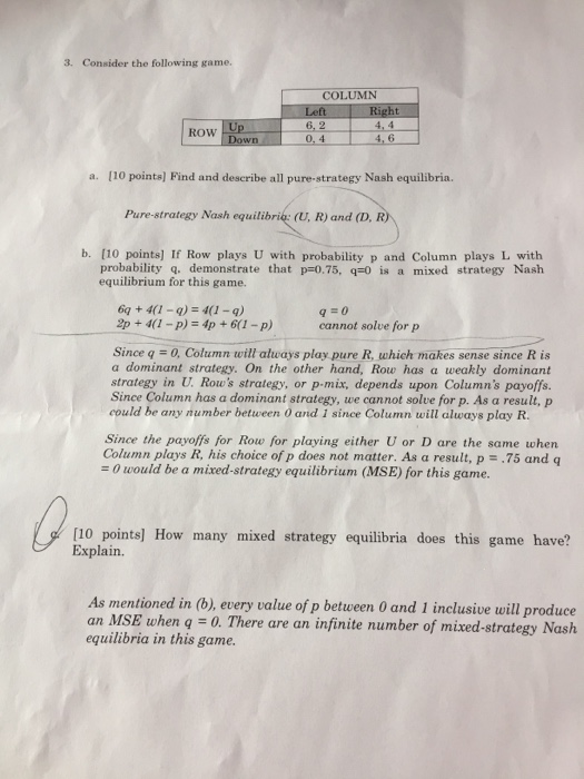 Solved Find und describe all pure-strategy Nash equilibria. | Chegg.com