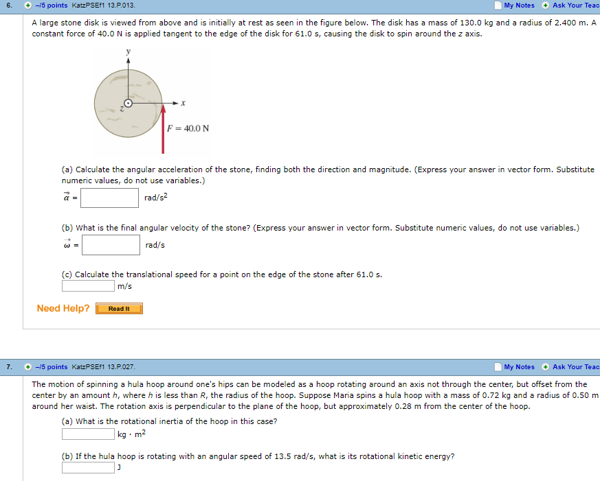 Solved -15 points KatzPSEf1 13.P.013 . 6. My Notes Ask Your | Chegg.com Solved -15 points KatzPSEf1 13.P.013 . 6. My Notes Ask Your | Chegg.com