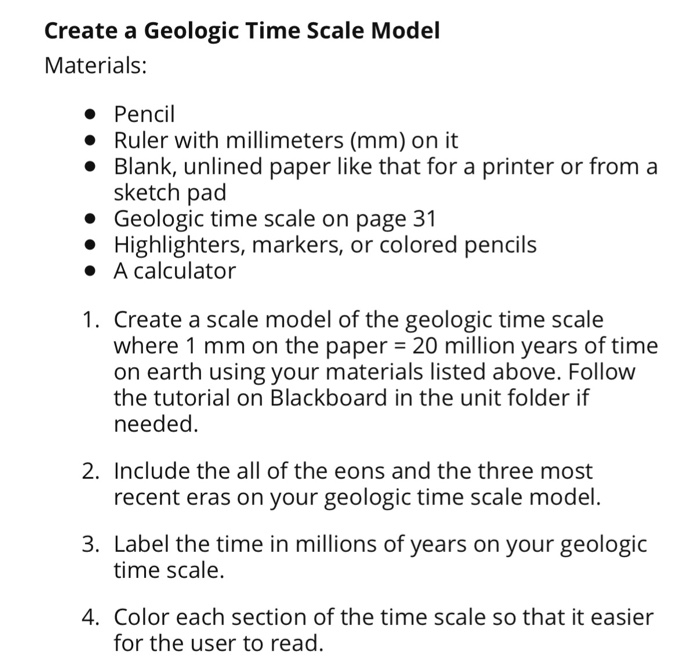 Solved Create a Geologic Time Scale Model Materials: Pencil | Chegg.com
