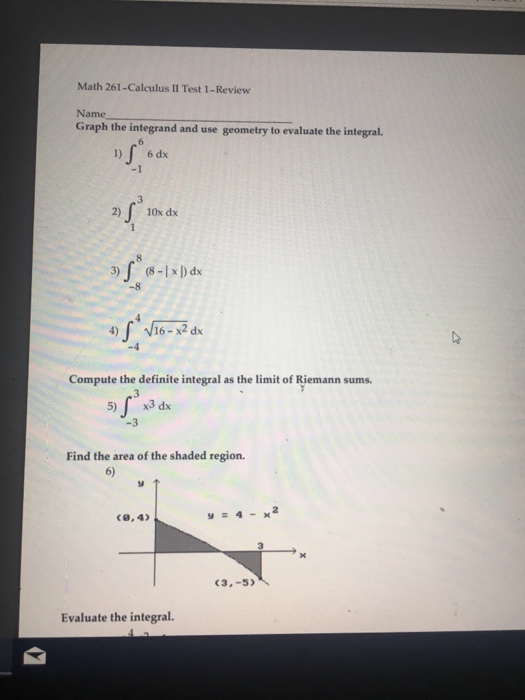 Solved Math 261-Calculus II Test 1-Review Name Graph the | Chegg.com