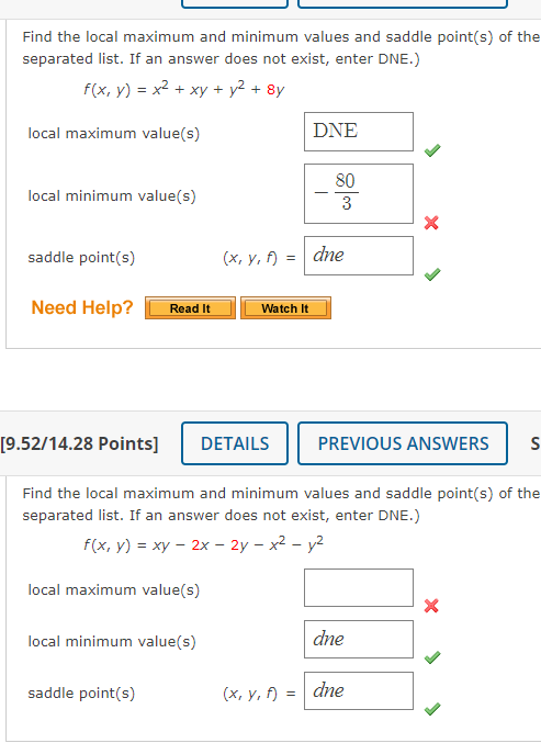 Solved Find the local maximum and minimum values and saddle | Chegg.com