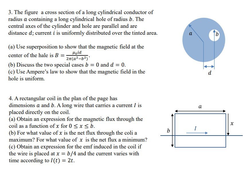 Solved 3. The figure a cross section of a long cylindrical | Chegg.com