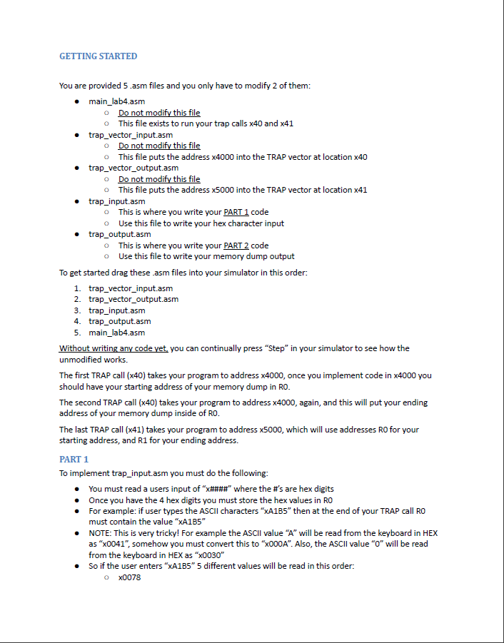TRAPS and Multiple Files Programming Lab #4 CEG | Chegg.com