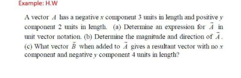 Solved Example: H.W A vector A has a negative x component 3 | Chegg.com