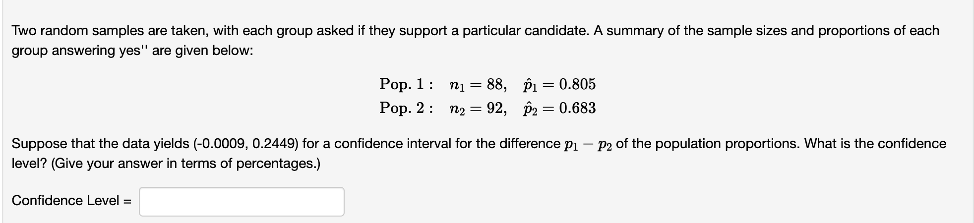 Solved Two random samples are taken, with each group asked | Chegg.com