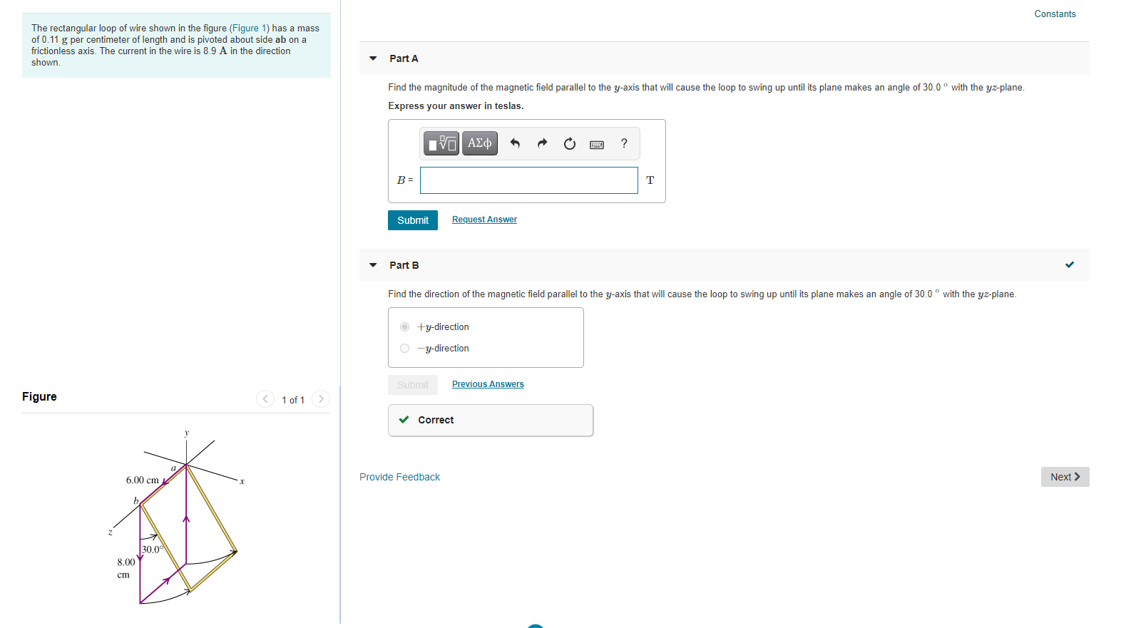 Solved Constants The rectangular loop of wire shown in the | Chegg.com