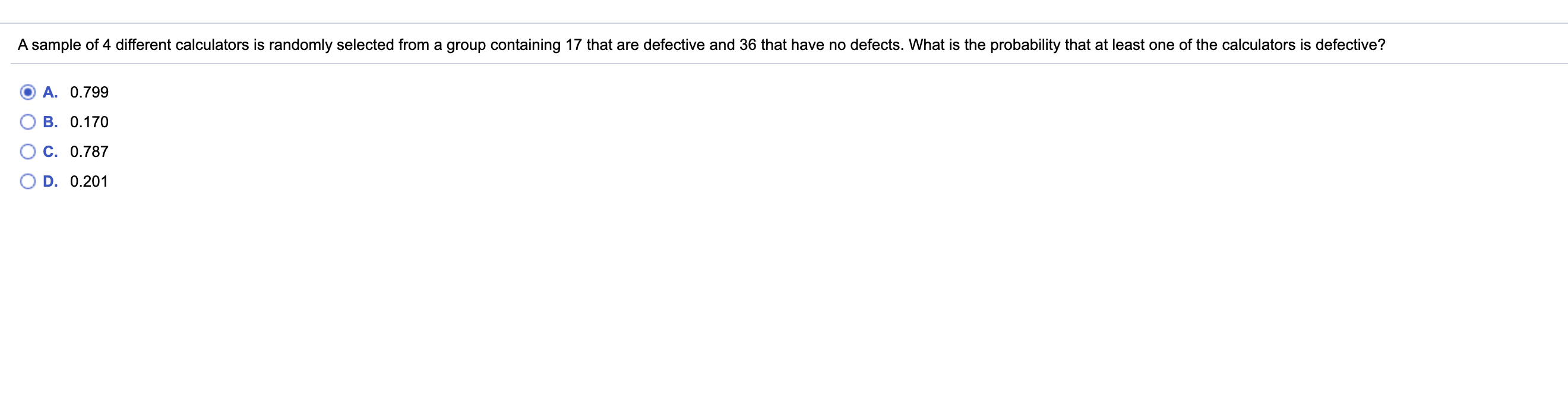 Solved A sample of 4 different calculators is randomly | Chegg.com